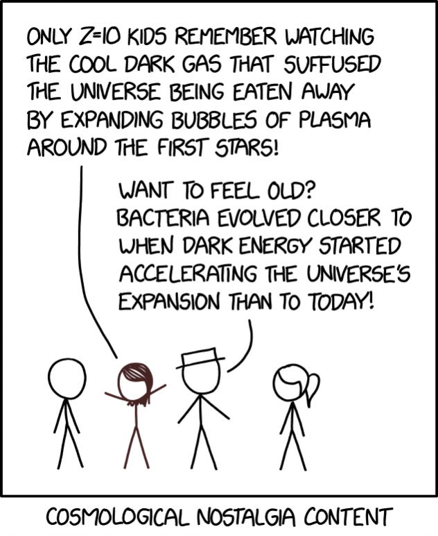 2764: Cosmological Nostalgia Content - explain xkcd