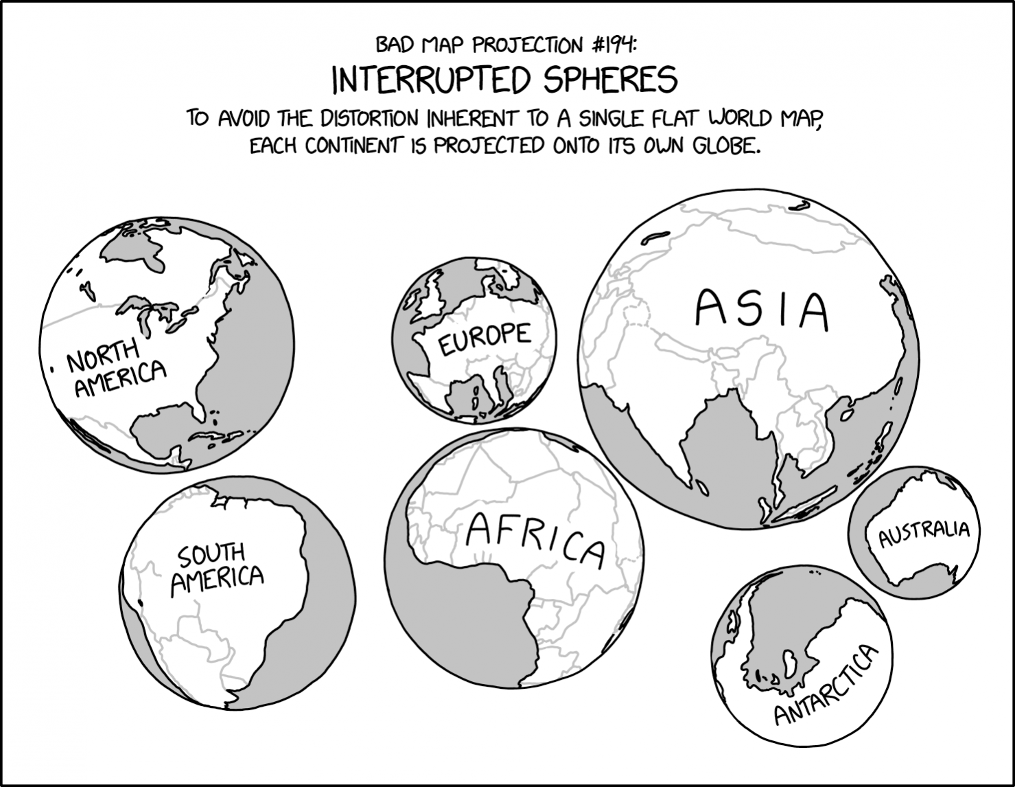 3122: Bad Map Projection: Interrupted Spheres - explain xkcd