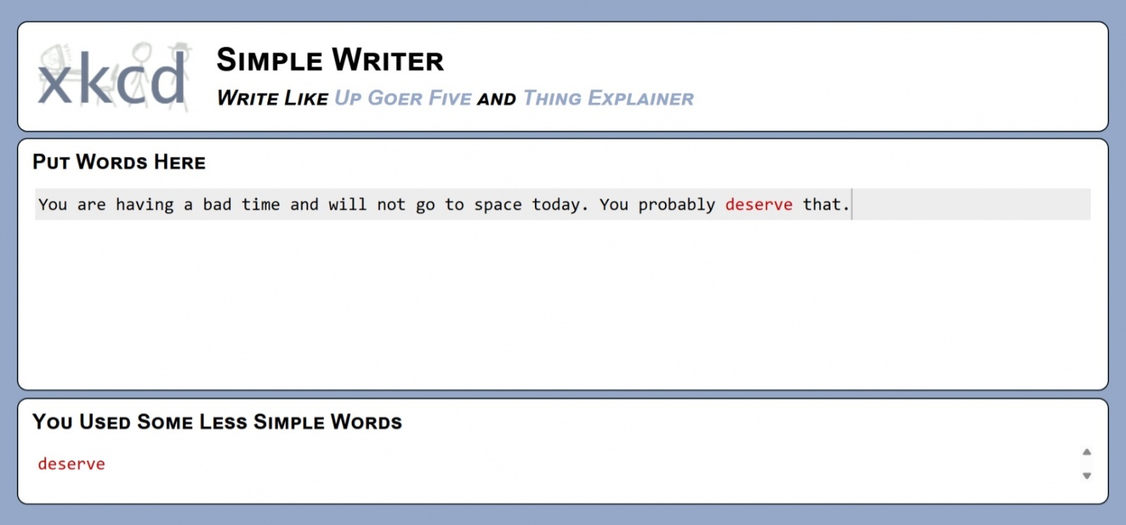 Simple Writer - explain xkcd